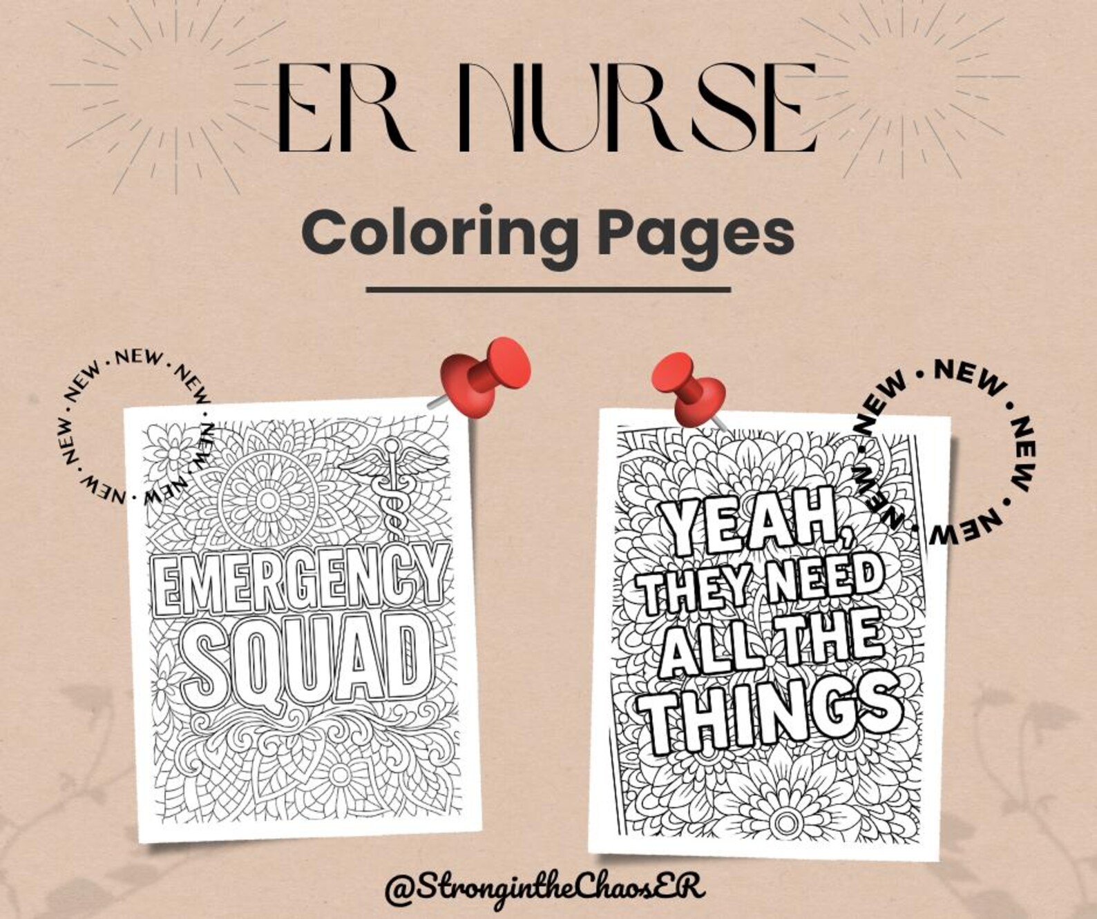 15 ER Nurse Mandala Coloring Book | Funny Printable Coloring Pages ...