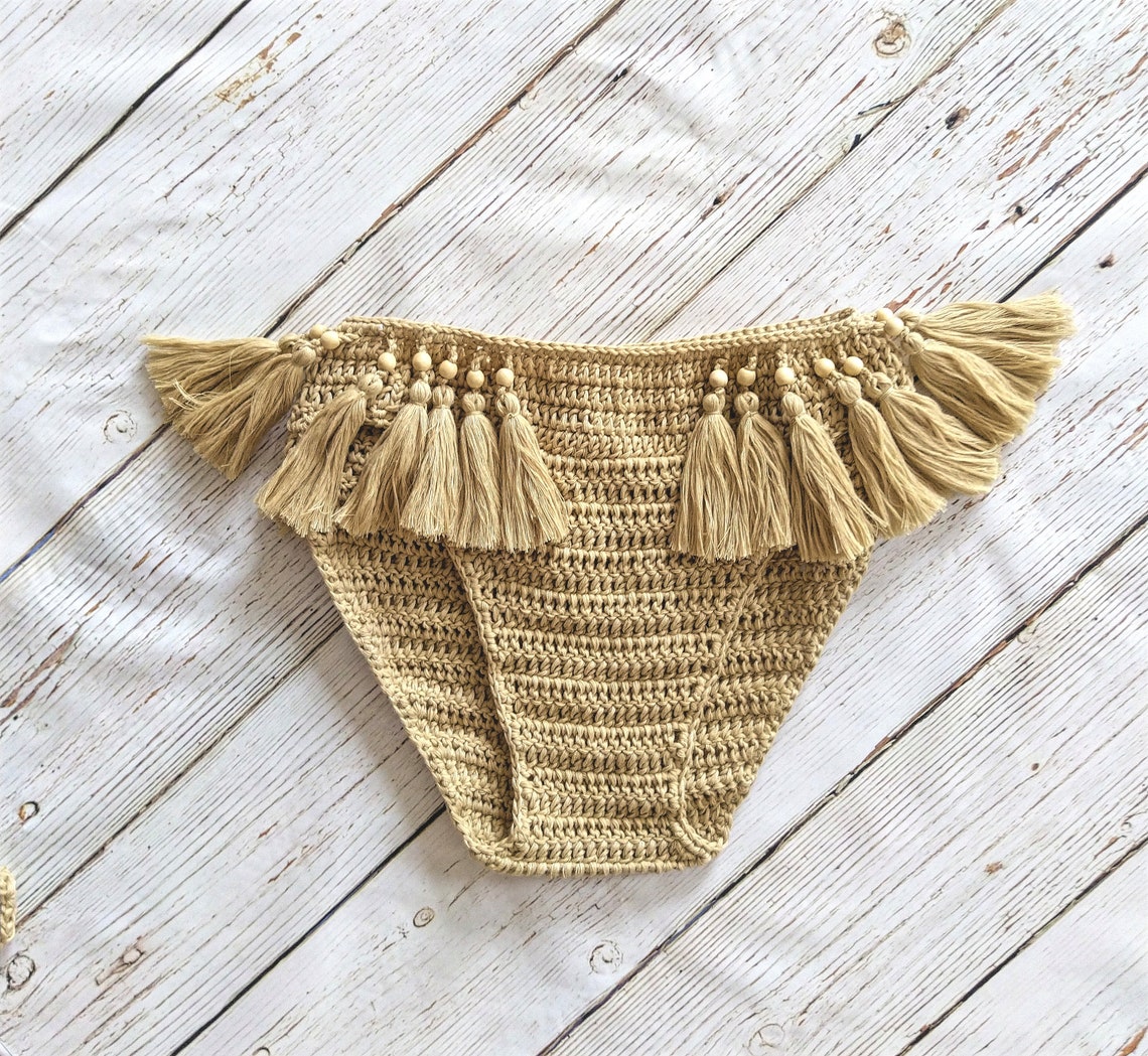 Handmade Crocheted Bikini Set Soft Cotton Yarn Crochet Etsy