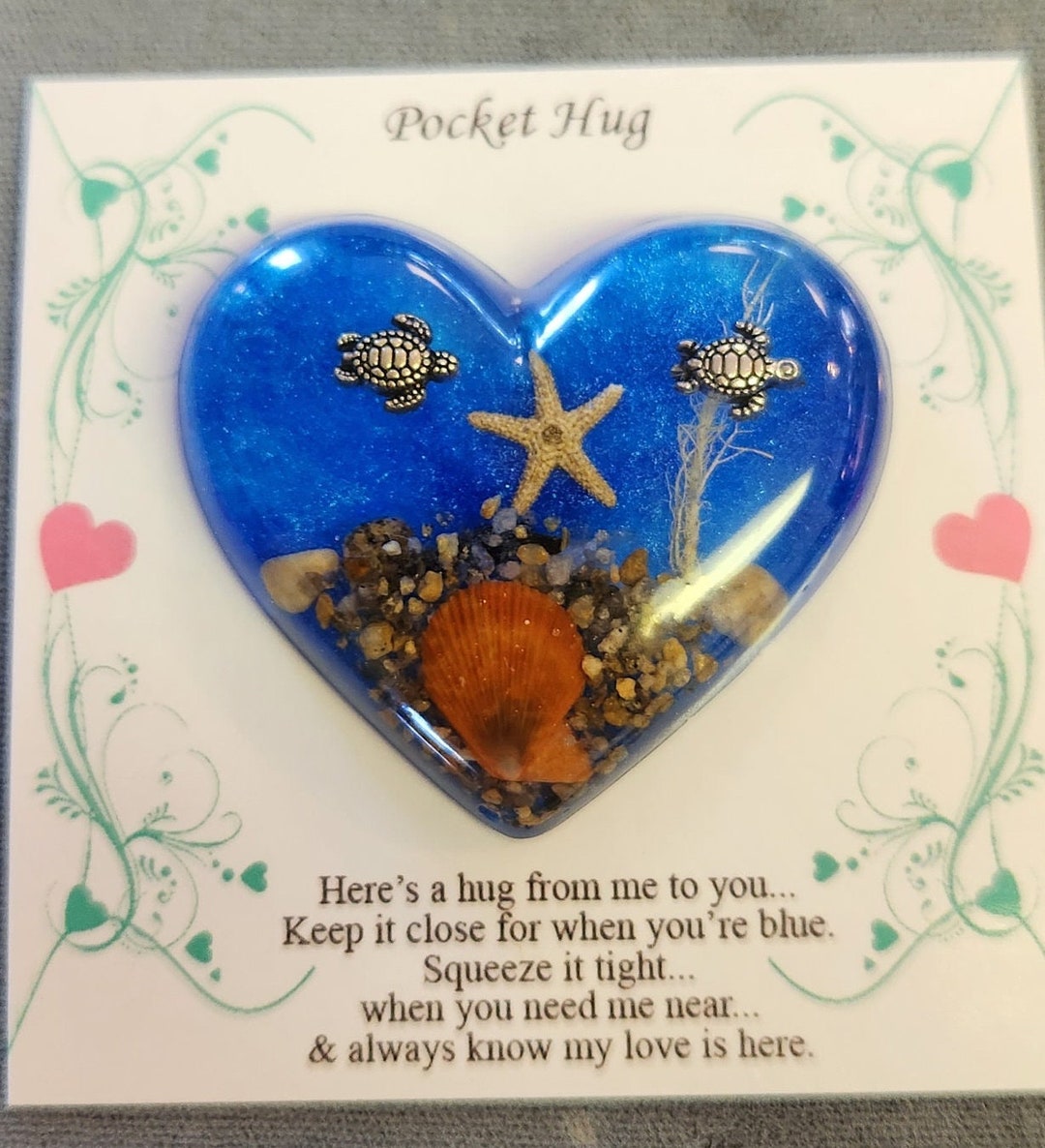Pocket Hug, Resin Pocket Hug, Underwater Scene Heart, Fish Heart ...