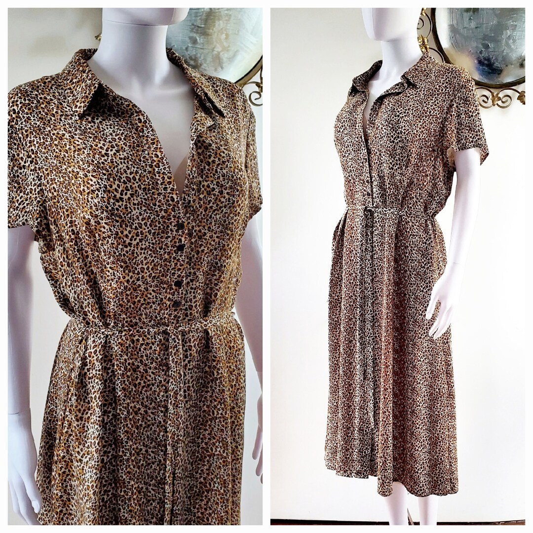 Vintage Caroline Charles Animal Print Silk Midi Tea Dress. Curve UK 18 ...