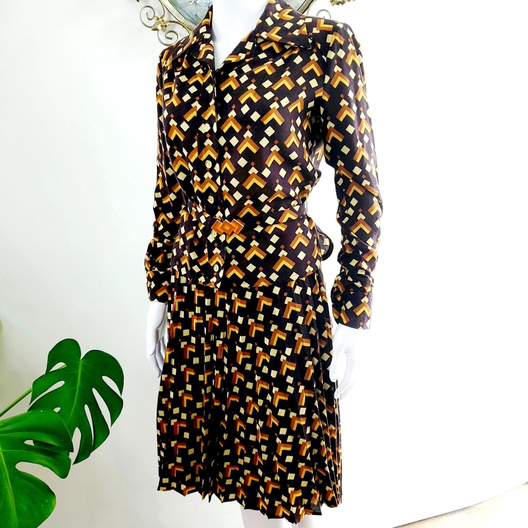 1970s Samuel Sherman Co-ord, Skirt Set. Biba & Bus Stop Vibes. Deco ...