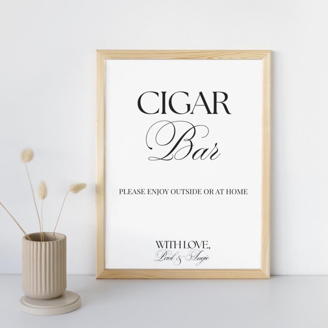Wedding Cigar Bar Signage, Cigar Bar, Minimalist Modern Wedding, Old ...