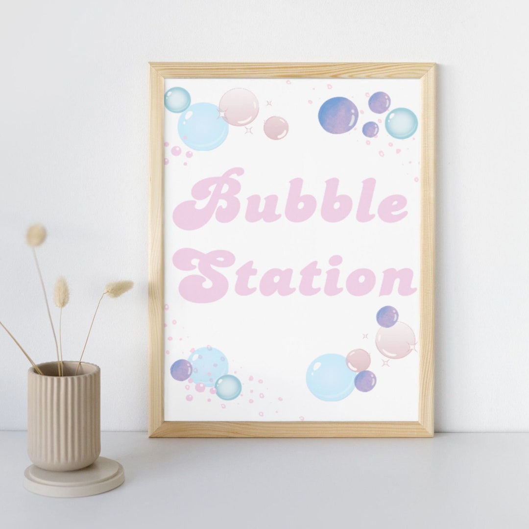 Instant Download Bubble Station Sign - Bubble Party Decor - Pastel ...