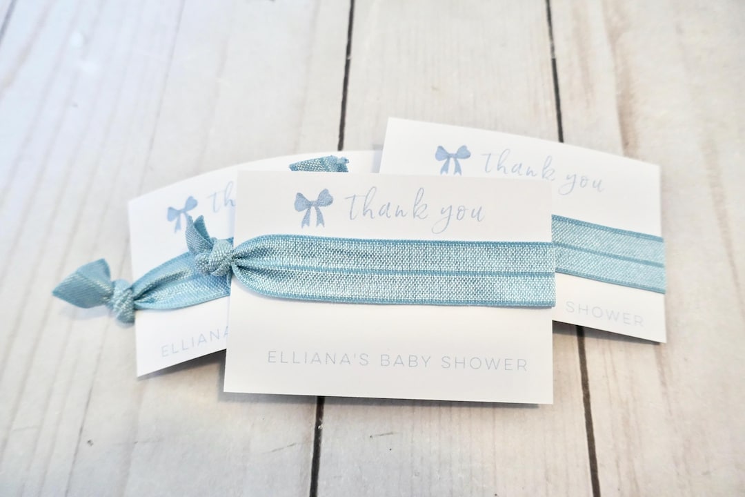 Blue Bow Baby Shower Favor - Boy Baby Shower - Blue Watercolor Theme ...