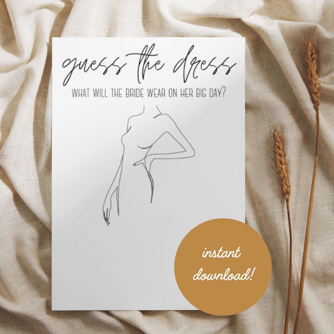 Printable Guess the Dress Game, Bridal Shower Game, Minimalist Theme ...
