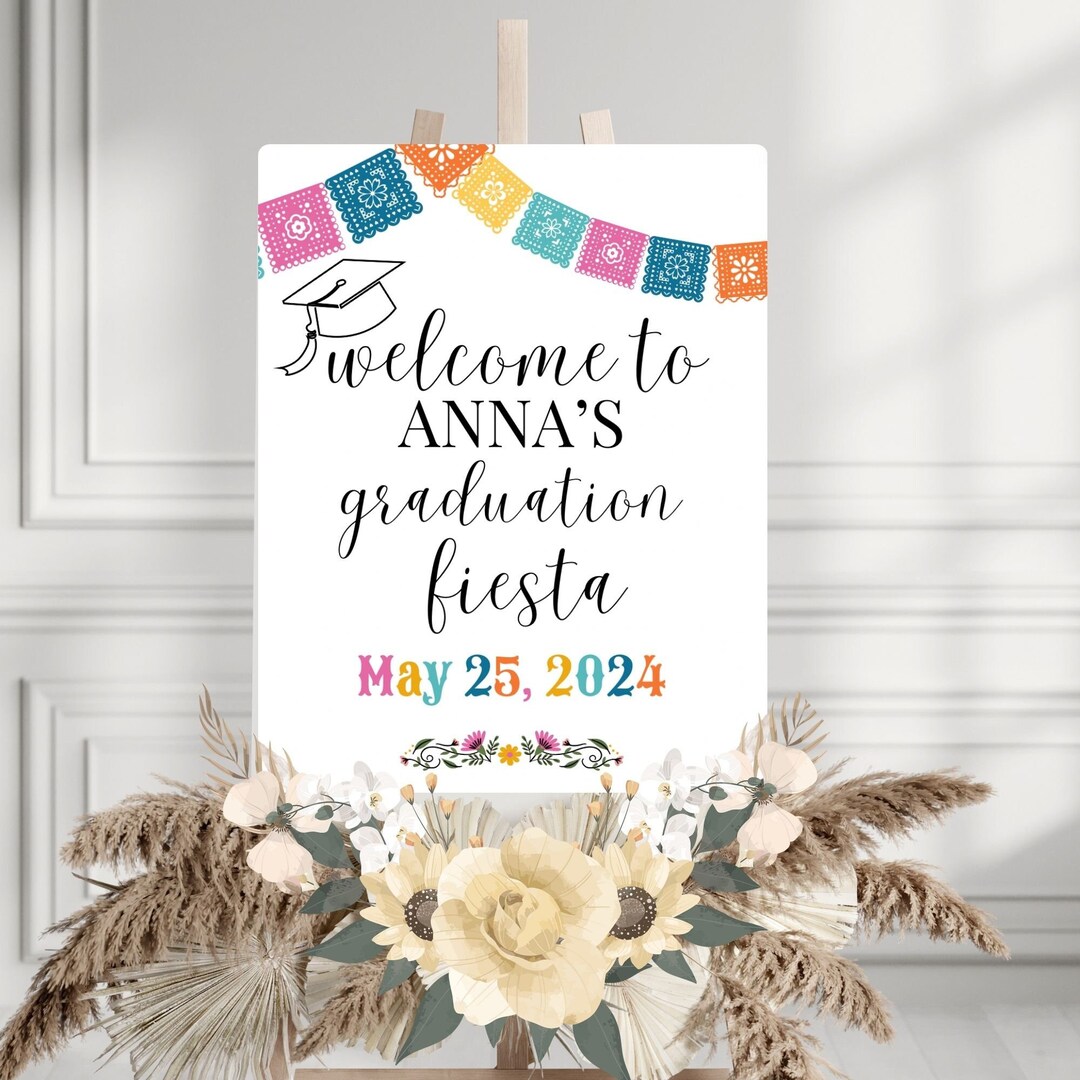 EDITABLE Graduation Party Fiesta Welcome Sign Mexican Theme Grad Decor ...