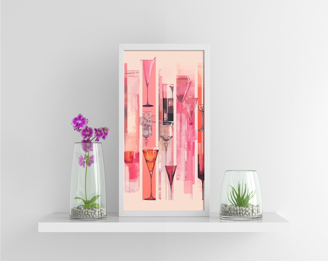 Pink & Posh Retro Cocktail Art Print, Cheers Sign, Drink Wall Art, Bar ...