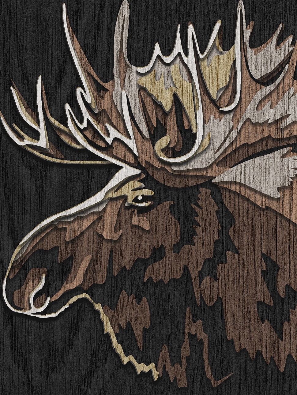 Moose 6 Layer Decorative Panel Laser Cut Files Home Decor, 6 Layer Art ...