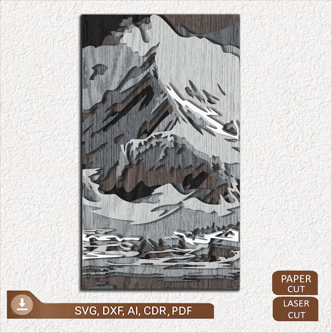 Layered Mountain Scene SVG Cut File for Laser Cutting and Cricut, Cnc ...