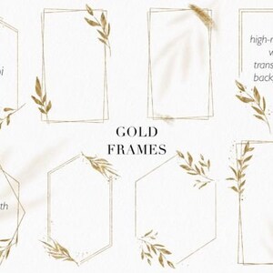 Gold Frames Clipart Floral PNG Geometric Golden Frames, DIY Wedding ...
