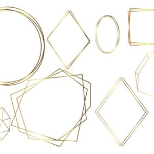 Geometric Gold Frames Clipart, DIY Wedding Invitations, Vintage Frames ...