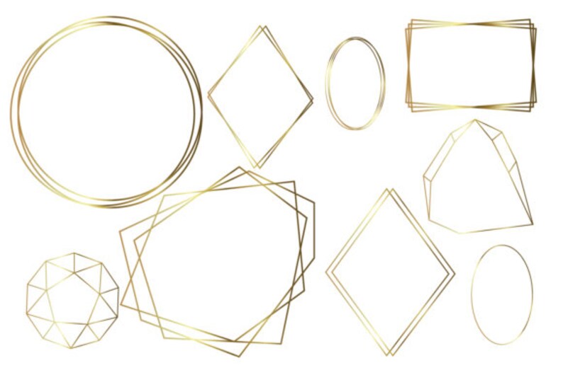 Geometric Gold Frames Clipart DIY Wedding Invitations - Etsy