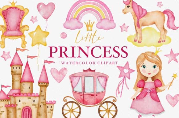 Watercolor Little Princess Clipart Baby Girl Watercolor Clipart, Little ...