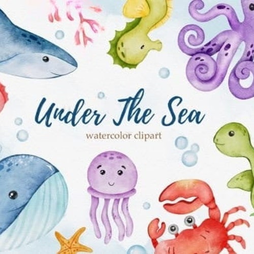 Sea Animals Watercolor Clipart PNG Fish Clipart Watercolor - Etsy