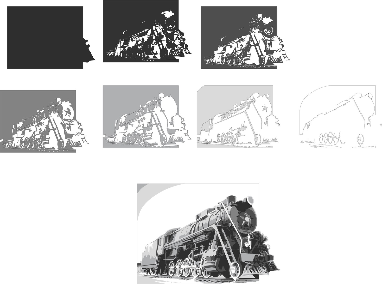 Steam Locomotive 3D Mandala Svg, Multilayer Panel for Laser Cutting ...