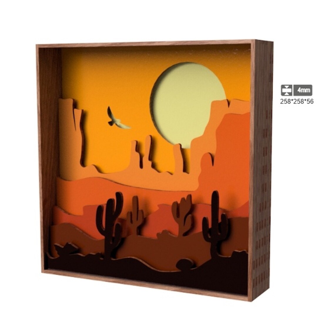 3D Desert Shadow Box, 3D Landscape Papercut, 3D Silhouette Layers, SVG ...