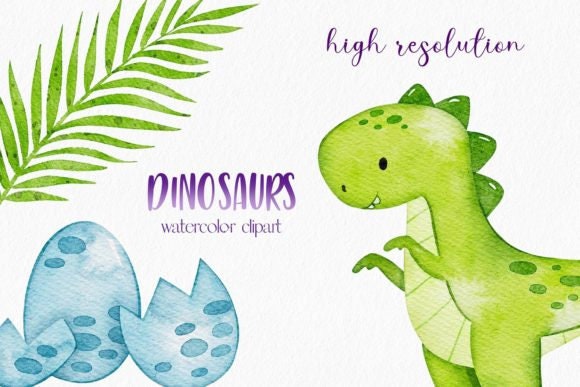 Dinosaurs Watercolor Clipart Dino Clip Art, Nursery Decor, Dinosaur ...