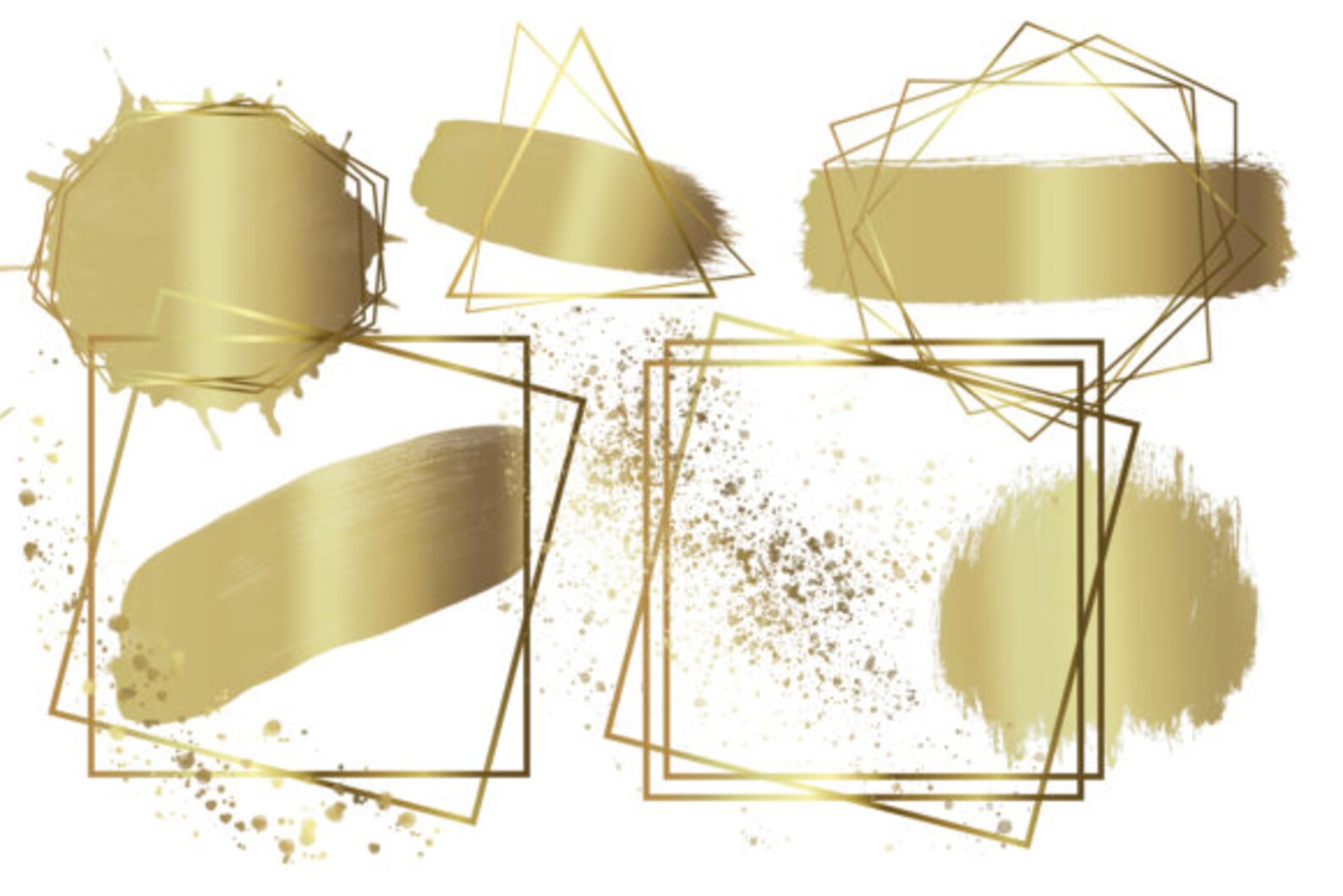 Geometric Gold Frames Clipart, DIY Wedding Invitations, Vintage Frames ...