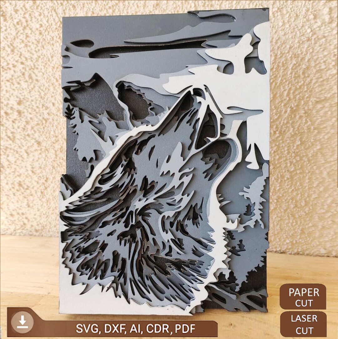 Wolf Multilayer SVG, Wolf Laser Cut File, Wolf Home Decor, 3D Layer ...