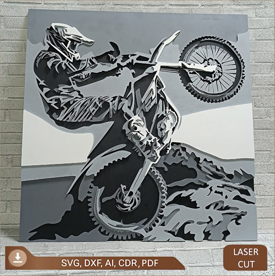 Multilayer Panel Motorcycle, Layered Art, Modern Decor Laser Cut Files ...
