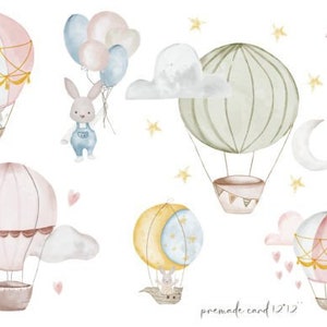 Hot Air Ballons Clipart Set, Baby Png - Etsy