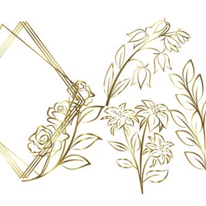 Geometric Gold Frames Clipart, DIY Wedding Invitations, Vintage Frames ...
