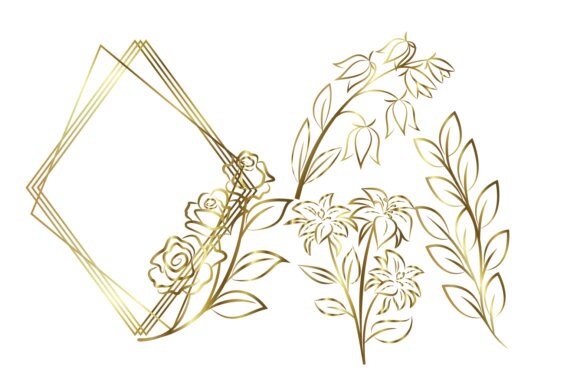 Geometric Gold Frames Clipart, DIY Wedding Invitations, Vintage Frames ...