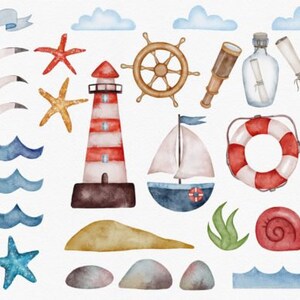 Nautical Watercolor Clipart Ocean Sea Watercolor Nautical Clipart ...