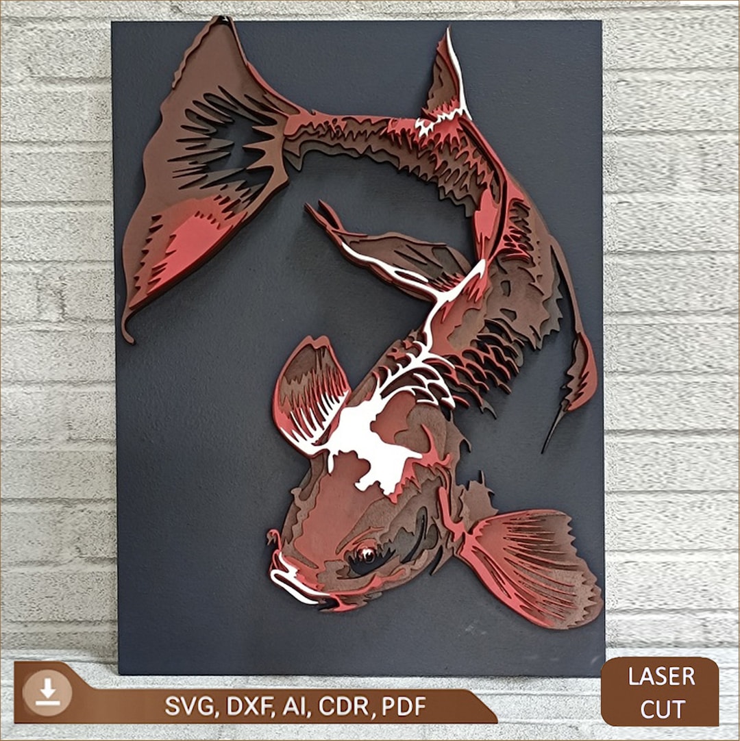 Koi Multilayer SVG, Koi Laser Cut File, Home Decor, 3D Layer, Paper ...