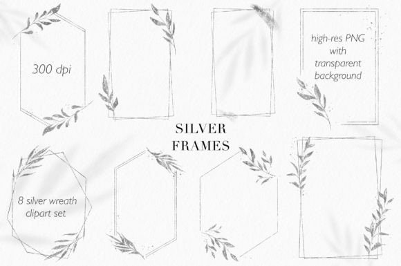 Silver Frames Clipart Floral PNG Silver Frame Clipart PNG Minimalist ...