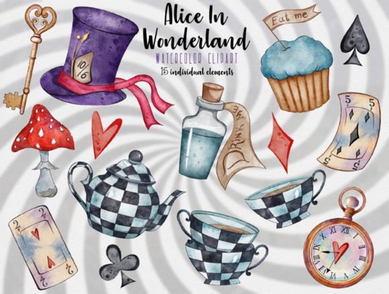 Alice in Wonderland Watercolor Clipart Watercolor Alice in - Etsy