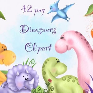 Dinosaurs Clipart Watercolor PNG Watercolor Dinosaurs Clipart, Neutral ...