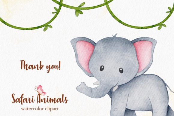 Watercolor Safari Baby Animals Clipart, Watercolor Wall Sticker ...