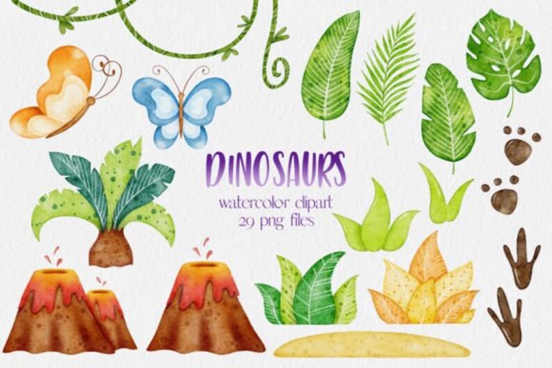 Dinosaurs Watercolor Clipart Dino Clip Art, Nursery Decor, Dinosaur ...