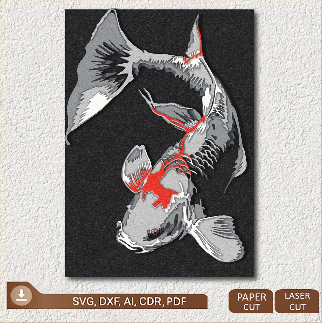 Koi Multilayer SVG, Koi Laser Cut File, Home Decor, 3D Layer, Paper ...