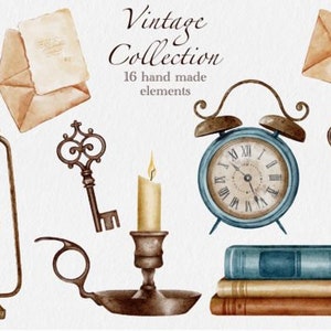 Watercolor Vintage Clipart - Etsy