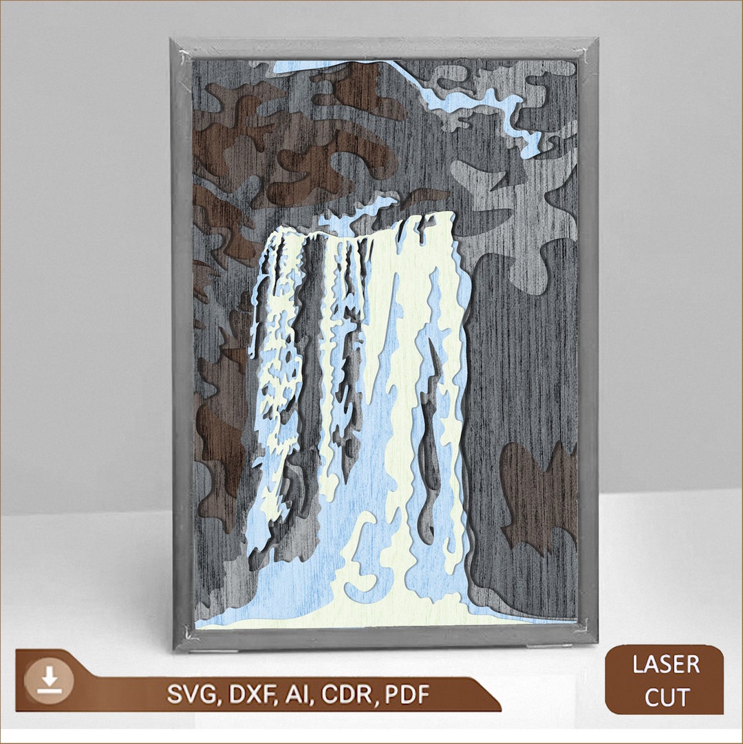 Waterfall Multilayer SVG/ Landscape Cut File/ 3D Layer/ Plywood Cutting ...