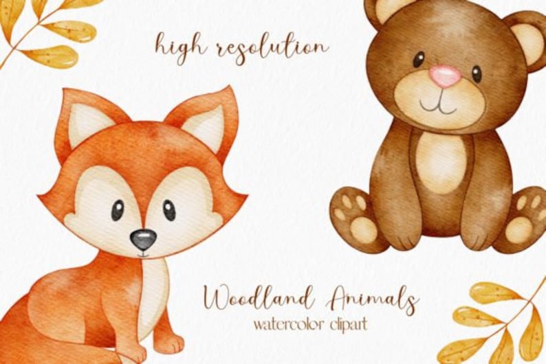 Woodland Animals Watercolor Clipart Watercolor Clipart of Forest ...