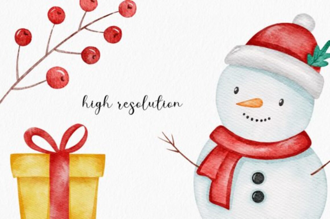 Merry Christmas Watercolor Clipartchristmas Clipart, Watercolor Clipart ...