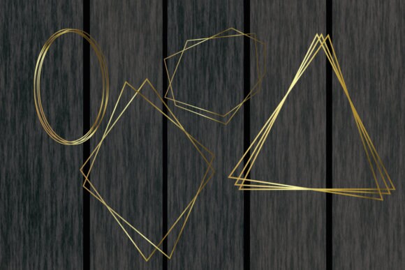 Geometric Gold Frames Clipart, DIY Wedding Invitations, Vintage Frames ...