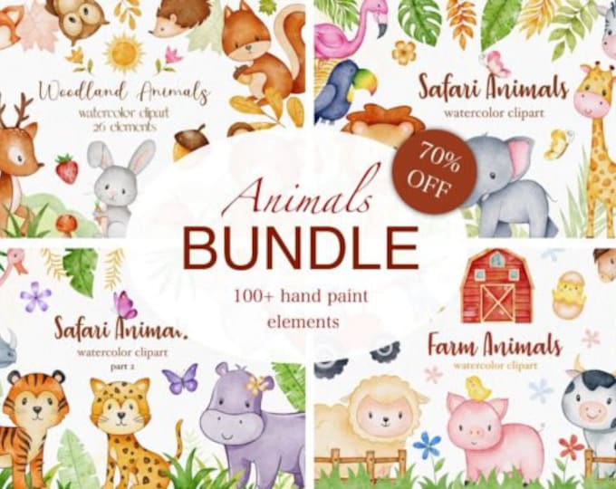 Baby Animal Clipart Bundle / Safari Animals / Woodland Animals / Farm ...
