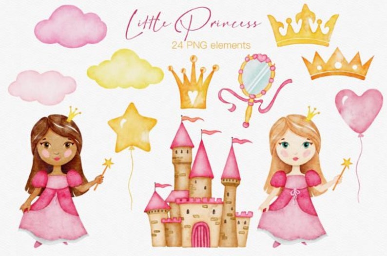 Watercolor Little Princess Clipart Baby Girl Watercolor Clipart, Little Princess Clipart ...