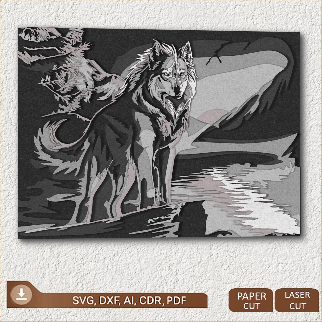 Wolf 6 Layer Decorative Panel Laser Cut Files Home Decor, 6 Layer Art ...