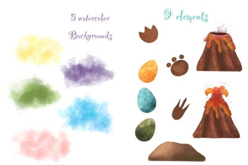 Dinosaurs Clipart Watercolor PNG Watercolor Dinosaurs Clipart, Neutral ...