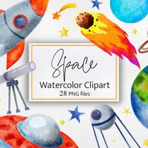 Watercolor Space Solar System Planets Solar System Download - Instant ...