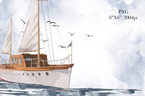 Watercolor Ships Boats Sea Ocean Clipart Watercolor Nautical Clipart ...