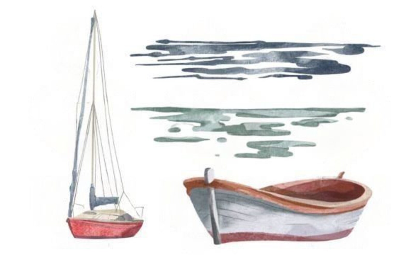 Watercolor Ships Boats Sea Ocean Clipart Watercolor Nautical Clipart ...