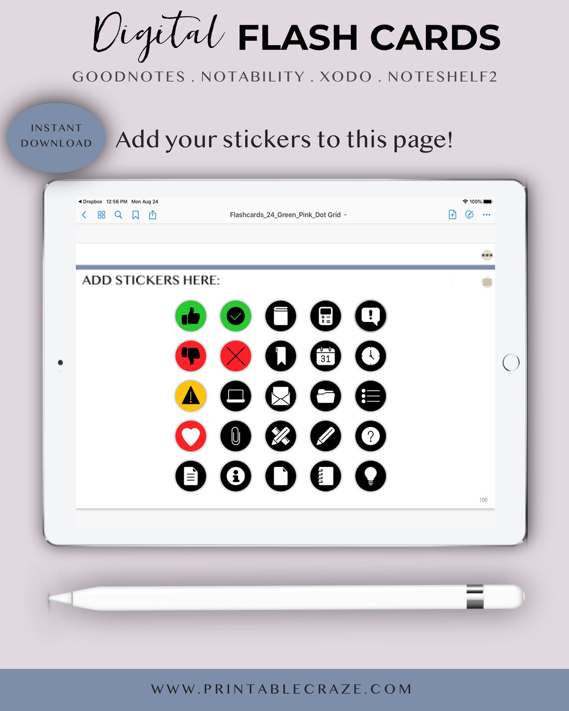 Digital Flash Cards For Goodnotes Flashcards Index Card Etsy