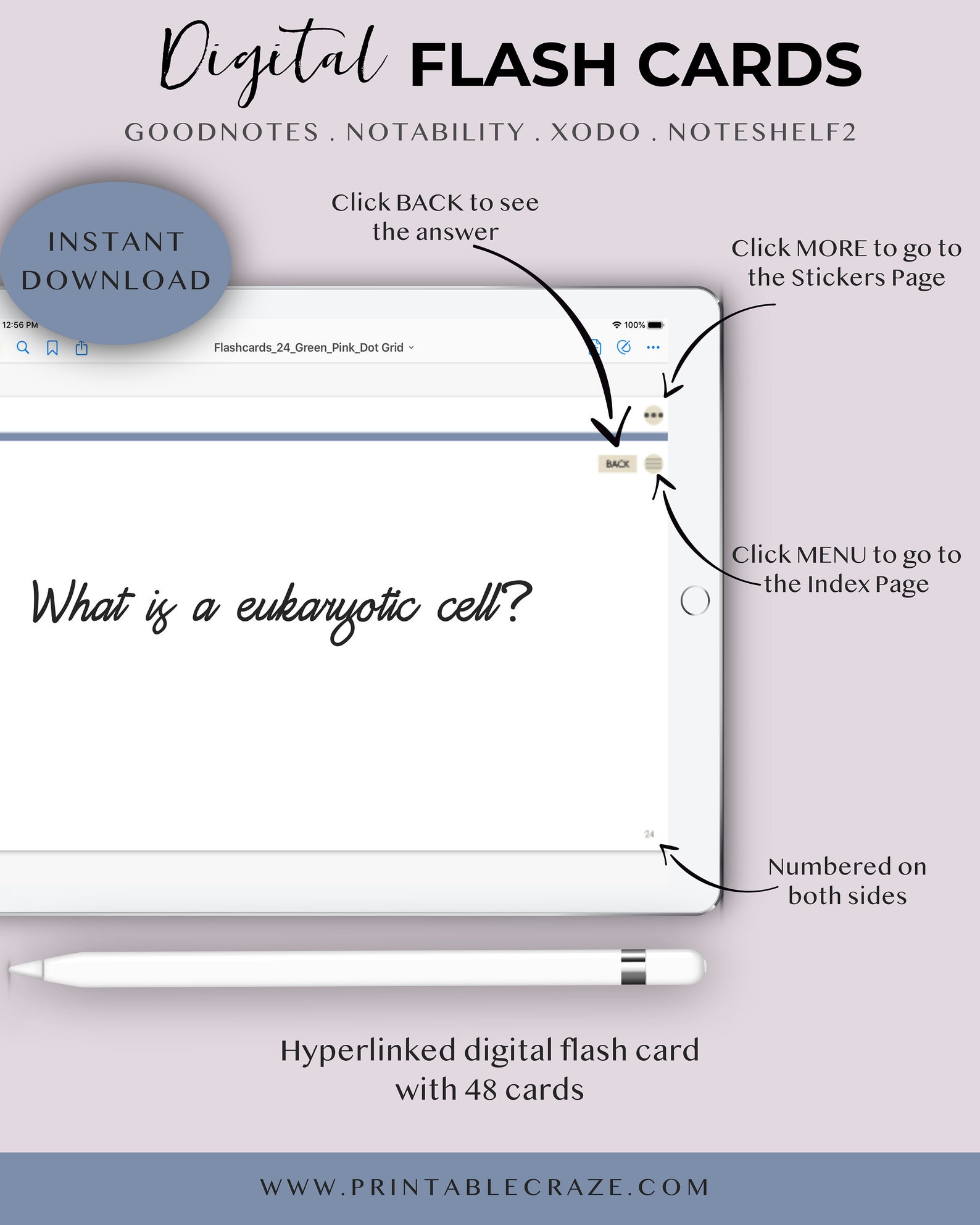 Digital Flash Cards For Goodnotes Flashcards Index Card Etsy