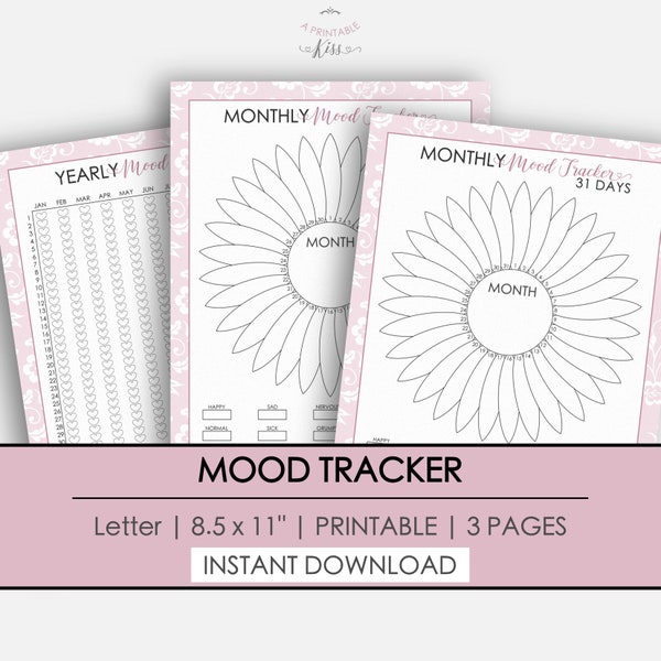 12-month Mood Tracker Printable Wheel Mood Planner: 12 - Etsy Canada